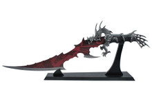 24.5" Dragon Dagger With Blood Red Blade And Wooden Display Stand