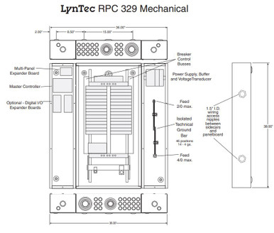 LynTec RPC 329 3Ø, 4 wire, 208Y/120Vac, 100A Main, Holds 29 breakers ...