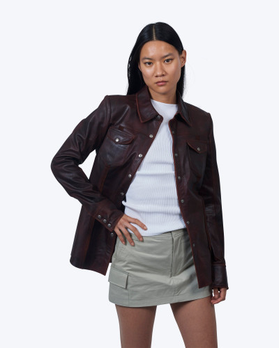 Jakett New York Robin Vintage Leather Jacket In Port
