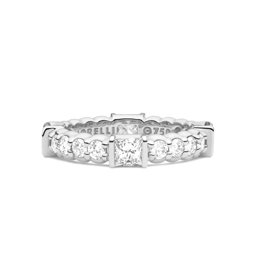 Paul Morelli 18K White Gold Pinpoint Square Diamond Eternity Ring