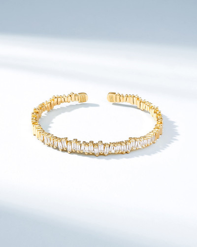 Suzanne Kalan 18K Yellow Gold Bold Reborn Diamond Bangle, Size Medium