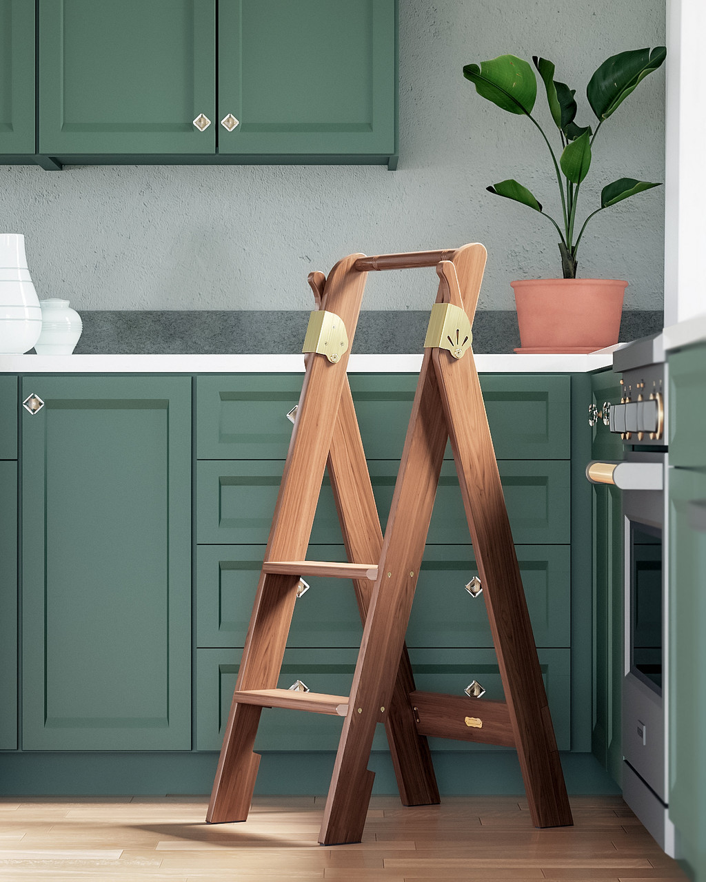 Putnam Folding Pivot Ladder - Collapsible Wood Step Ladder