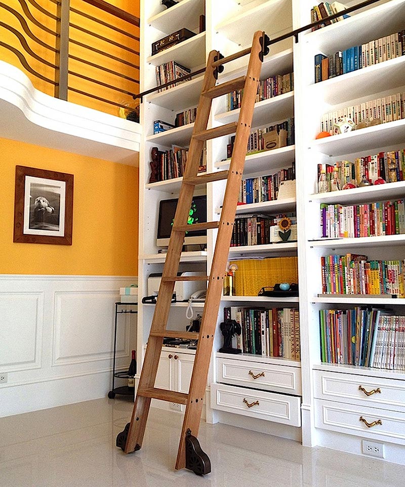 8 Clever Ways To Use A Rolling Library Ladder – All Over The House ...