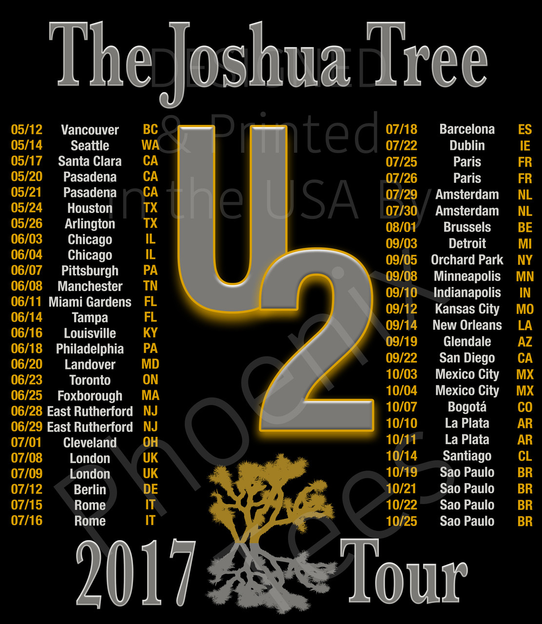 U2 The Joshua Tree 2017 Tour - Phoenix Tees