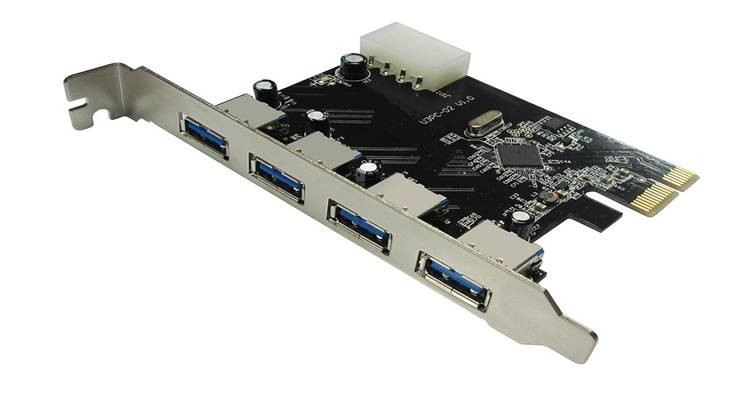 USB 3.0 4-Port PCI-E Expansion Card 4Pin Molex power - SB Technology