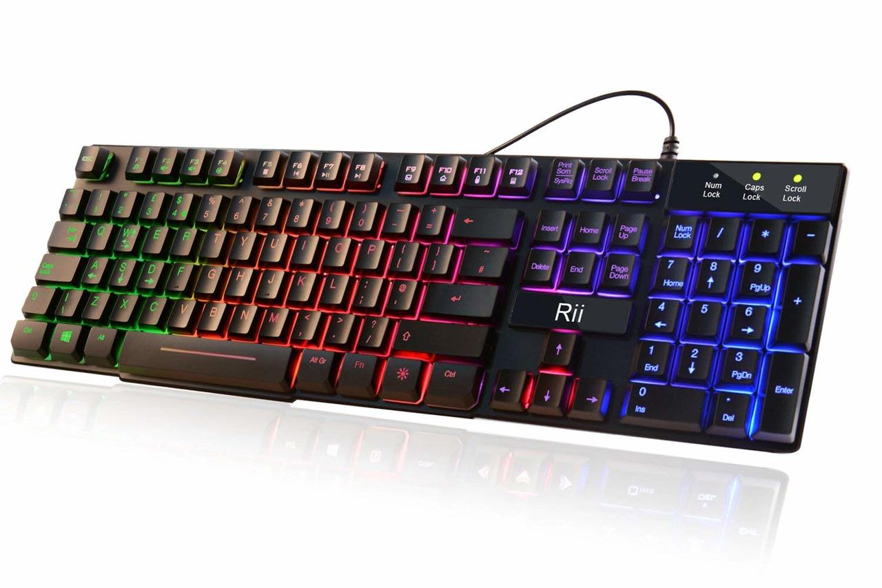 Rii RK100+ Rainbow LED Backlit USB Wired Multimedia Keyboard - SB ...
