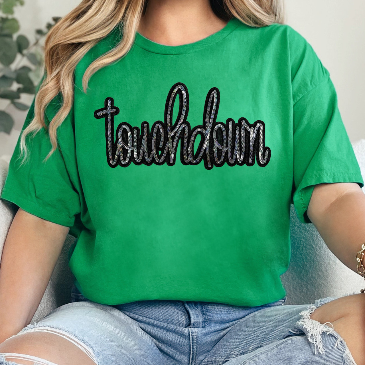 Touchdown Sequin Patch Irish Green Everyday Tee