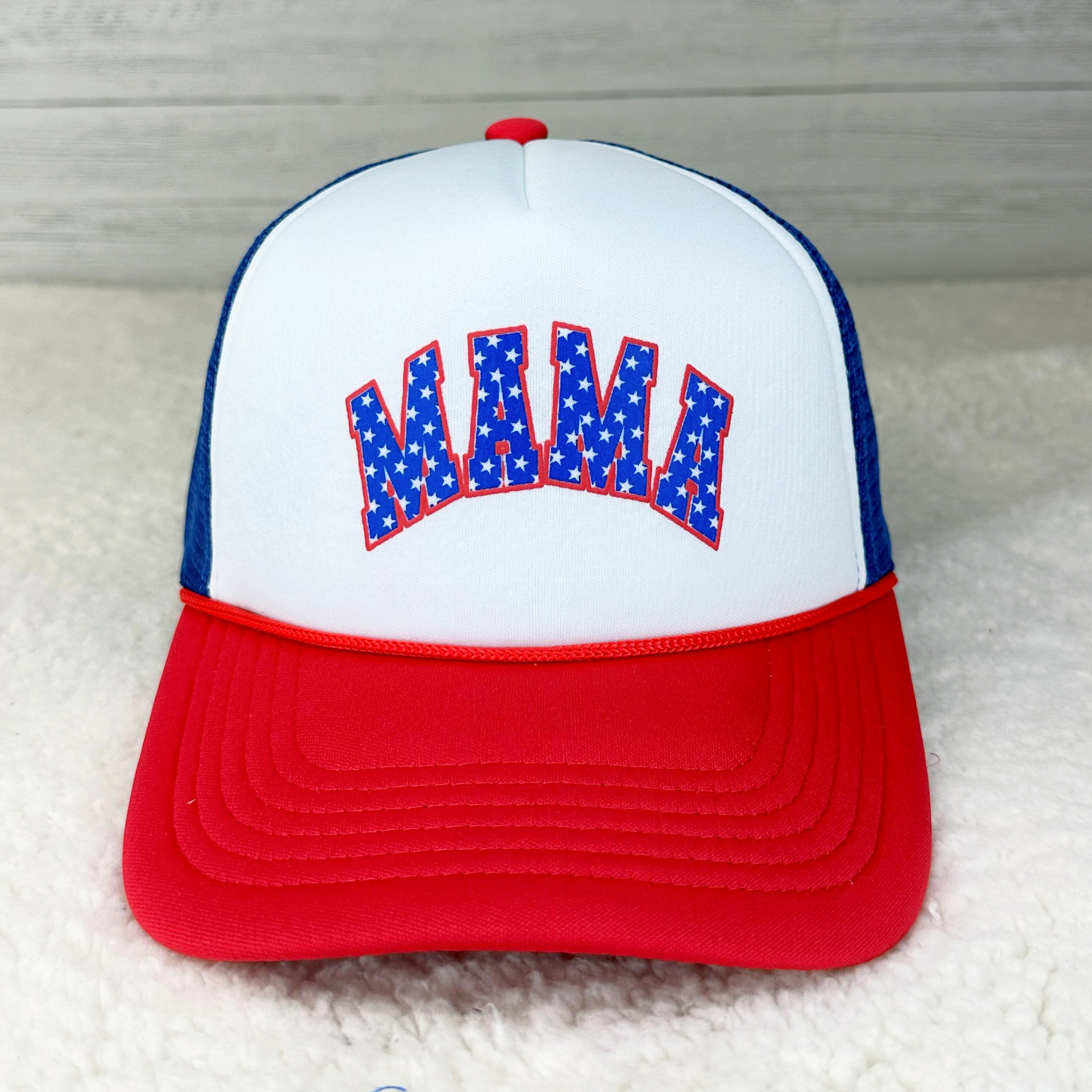 Mama Stars Red PUFF Trucker Hat