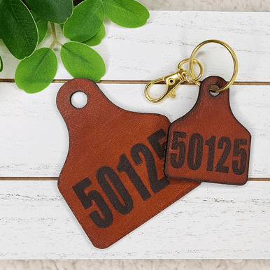 Personalized Leather Cattle Tag Keychain