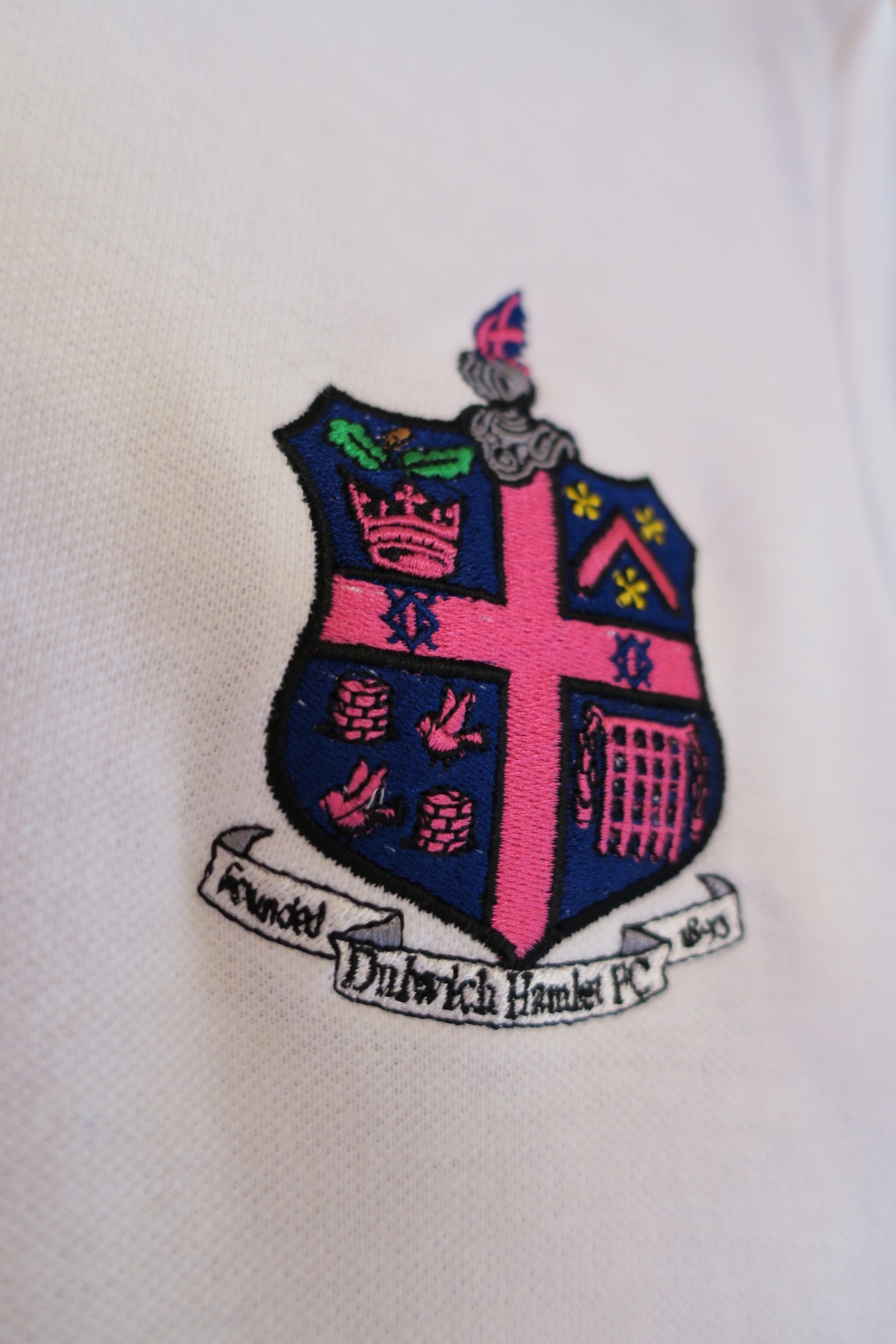 Adult DHFC Crest White Pique Polo Shirt - DHST