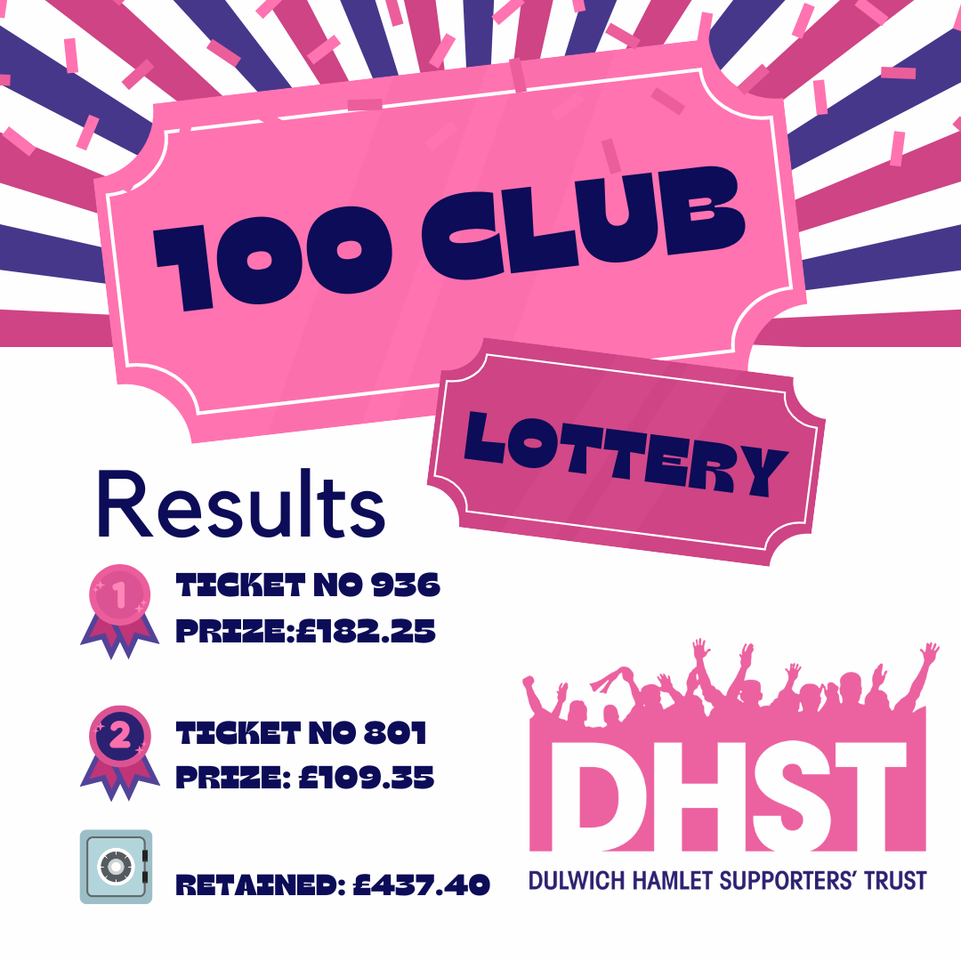 100 Club Lottery Results: May 2025 - DHST