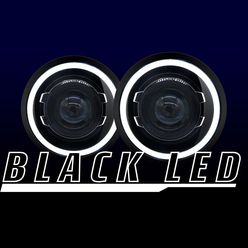 HID Projectors Halo Black Series LED Projector Headlights, Jeep Wrangler JK