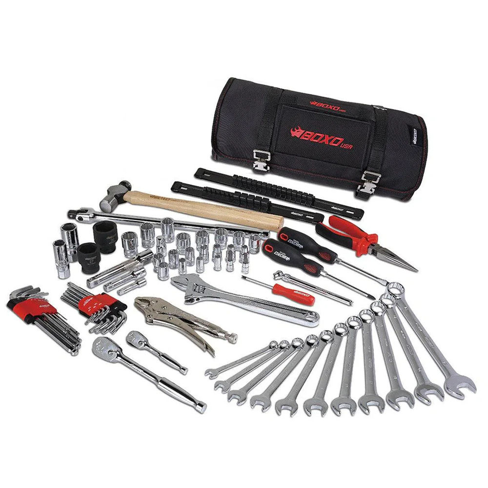 Boxo USA Combo Tool Roll | 82-Piece Metric and SAE Tool Roll and Dry Bag