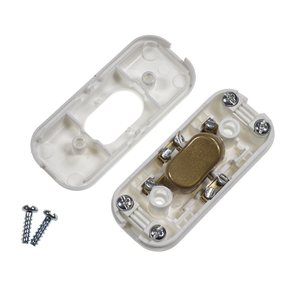 White Body Gold Rocker Single Pole Inline Switch 8814546 - Spares2you UK