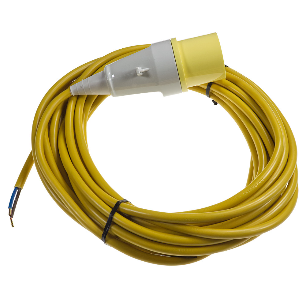 Numatic 10m x 1.5mm x 2 Core Yellow Cable with 16A Industrial Plug