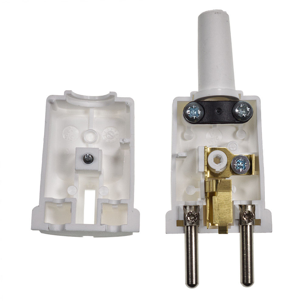 Schuko Rewireable Plug Top White CEE 7/4 & CEE 7/7