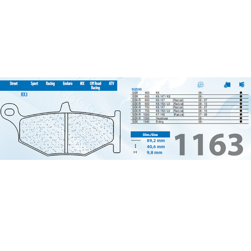 Carbone Lorraine 1163 RX3 Brake Pads- Suzuki models for Sale | Flitwick ...