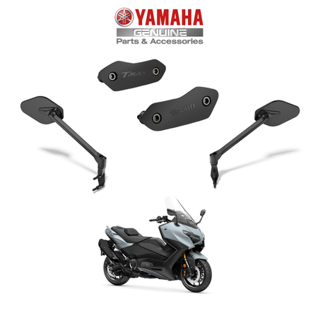 Genuine Yamaha TMAX/Tech Max 2025 Onwards Mirror Pair + Covers set for ...
