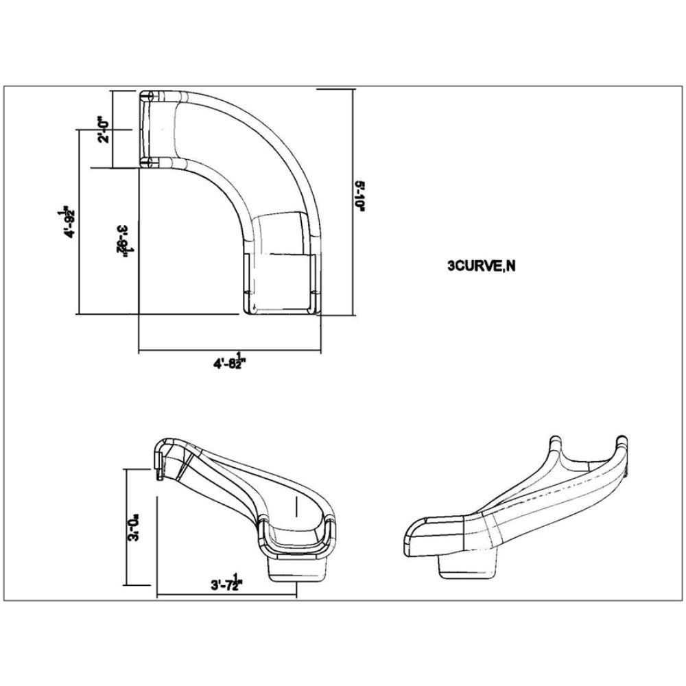 Curved Right Turn Slide for 3ft H Deck
