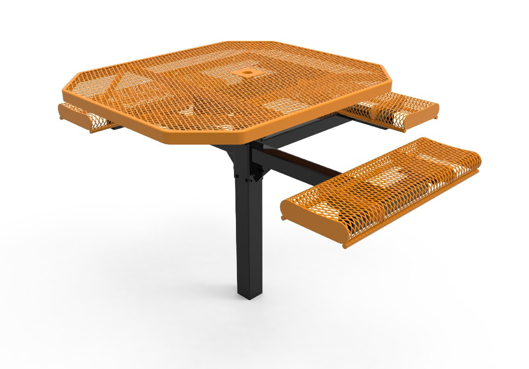 Octagon Expanded Metal 3 Seat ADA |Inground Mount Pedestal Picnic Table ...