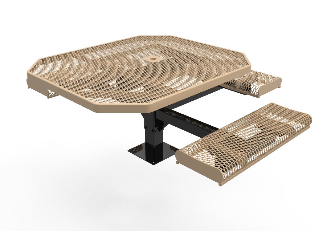 Octagon Expanded Metal 3 Seat ADA |Surface Mount Pedestal Picnic Table ...