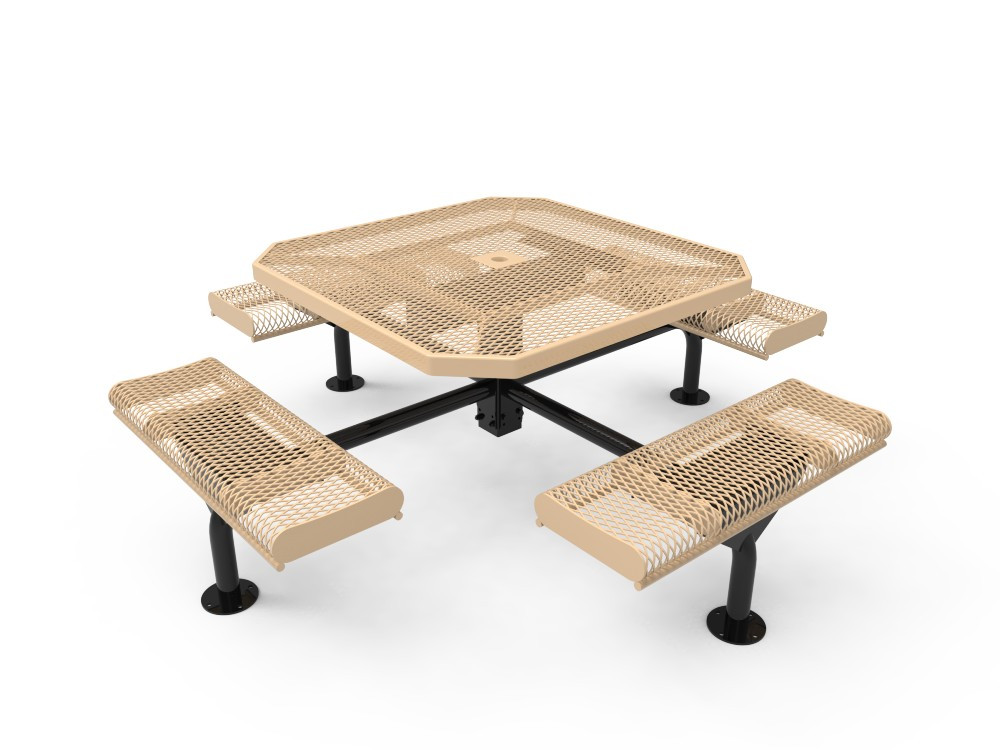 46" Octagon Nexus Expanded Metal Pedestal Table with Rolled Seats ...
