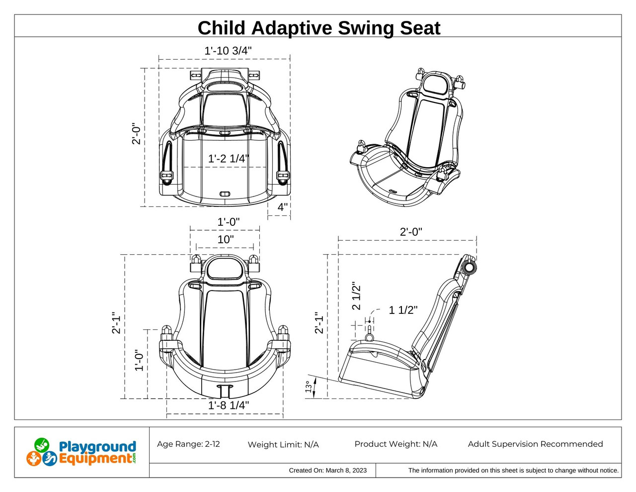 Child Adaptive Swing Seat 2 to 12 years