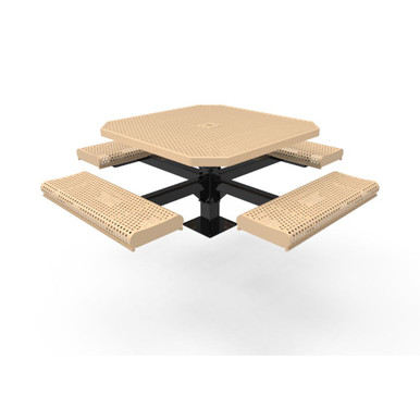 46" Octagon Pedestal Table 3 Seat ADA Punched Steel With Rolled Seats ...