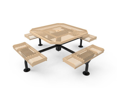46" Octagon Nexus Expanded Metal Pedestal Table with Rolled Seats ...