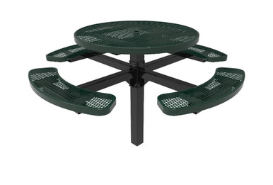 46" Round Pedestal Expanded Metal Picnic Table - Inground Mount