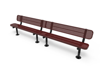 15' Punched Steel Bench w/Back - Surface Mount