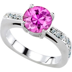 Solitaire Engagement Ring With 7mm Pure Pink Sapphire Round Centergem