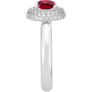1.00 Carat 6mm GEM Quality Ruby and Diamond White Gold 14 Karat Gold ...