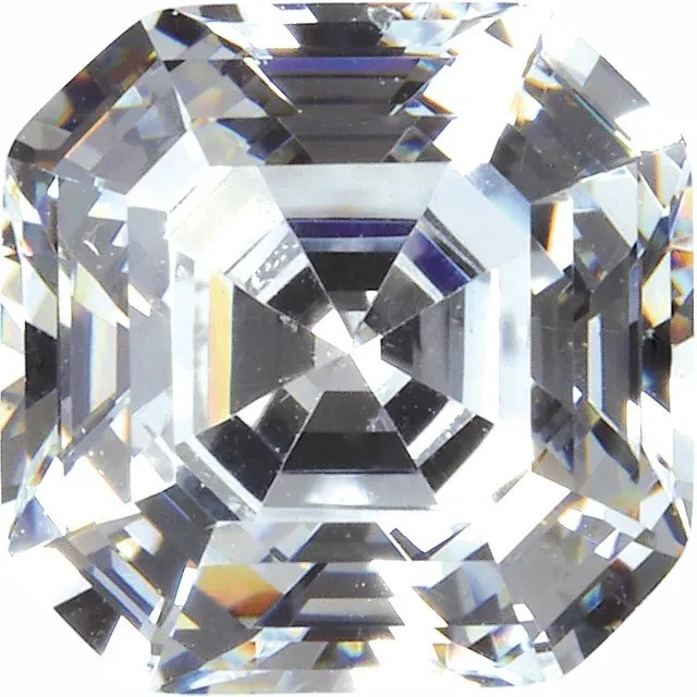White Cubic Zirconia Asscher Cut Stones