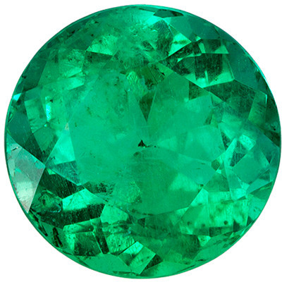 8 mm Emerald Genuine Gemstone in Round Cut, Vivid Green, 2.13 carats