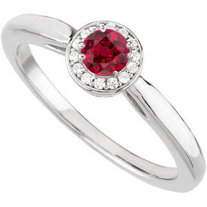 Affordable .4Carat 4mm Ruby Gemstone set in Great Looking Diamond Ring ...
