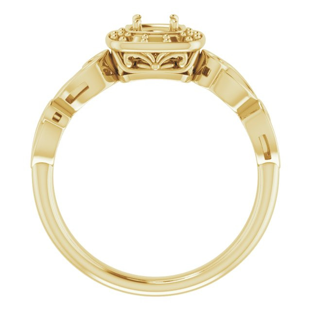 Halo Style Engagement Ring Mounting in 14 Karat Yellow Gold for Round ...