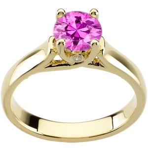 Solitaire Engagement Ring With 7mm Pure Pink Sapphire Round Centergem