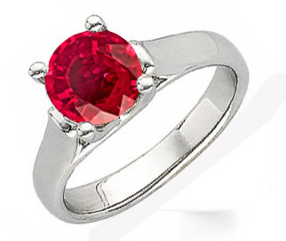 1.00 Carat Low Price on 7x5mm Ruby Gemstone in Bold Chunky Ring for SALE