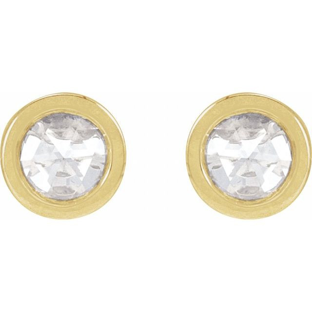 14 Karat Yellow Gold .06 Carat Rose Cut Natural Diamond Threaded Post ...
