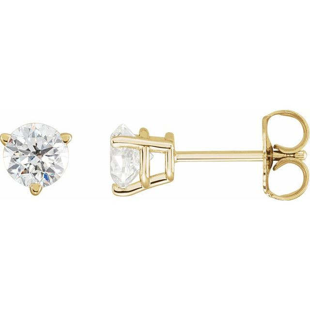 14 Karat Yellow Gold 0.75 Carat Natural Diamond Friction Post Earrings