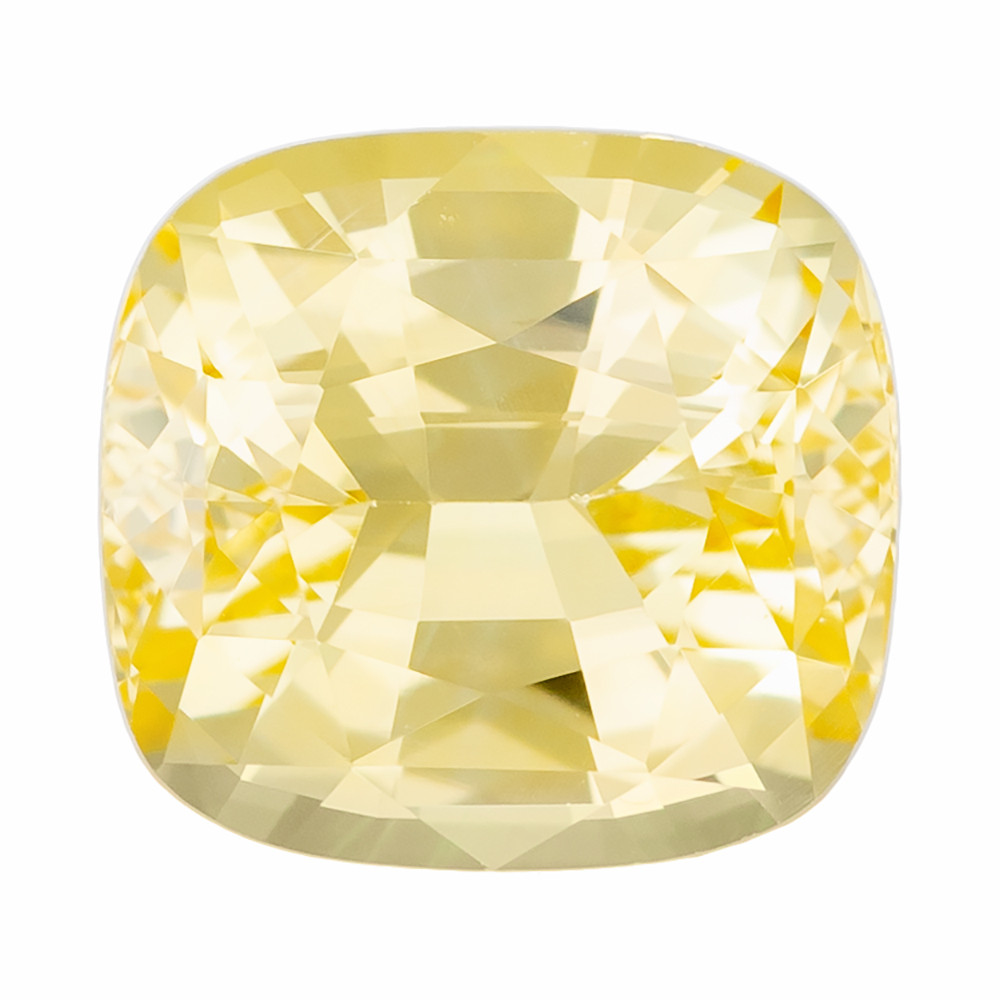 Yellow Sapphire 2.31 Carat Weight Gemstone, Cushion Cut, 7.49x7.02x4 ...