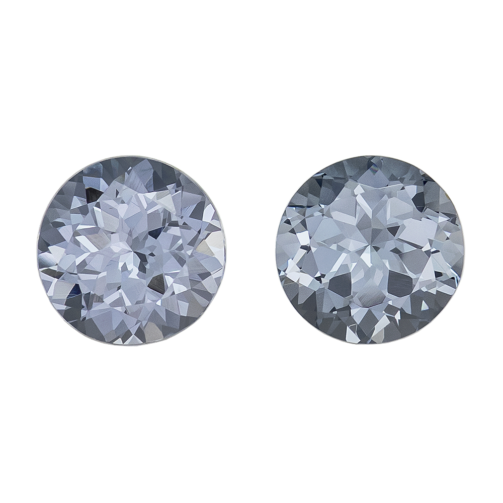 Buy Pair of Round Platinum Gray Spinel Gemstones 2.03 | AfricaGems