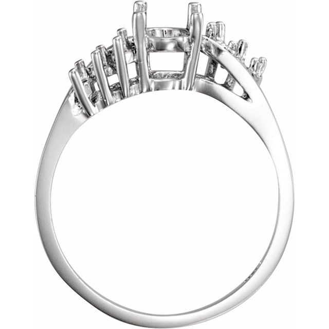 Accented Ring Mounting in 10 Karat White Gold for Oval Stone, 1.87 ...