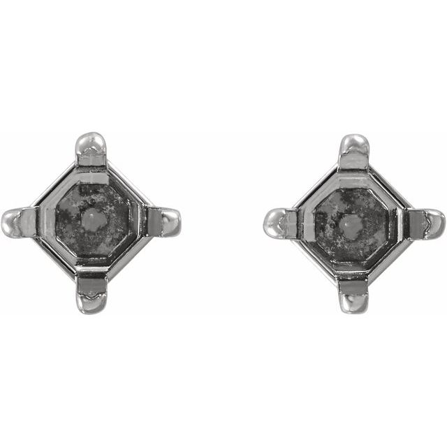 Square 4 Prong Stud Earrings Mounting in Sterling Silver for Square ...
