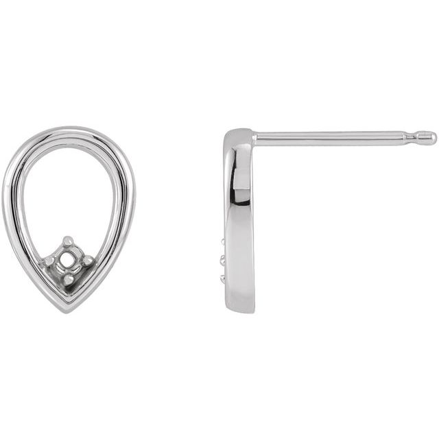 Accented Geometric Earrings Mounting in 14 Karat White Gold for Round ...