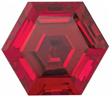Hexagon Cut Lab Created Rubys - Synthetic Hexagon Created Ruby