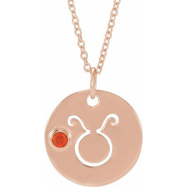14 Karat Rose Gold Mexican Fire Opal Taurus Zodiac 16 inch Necklace