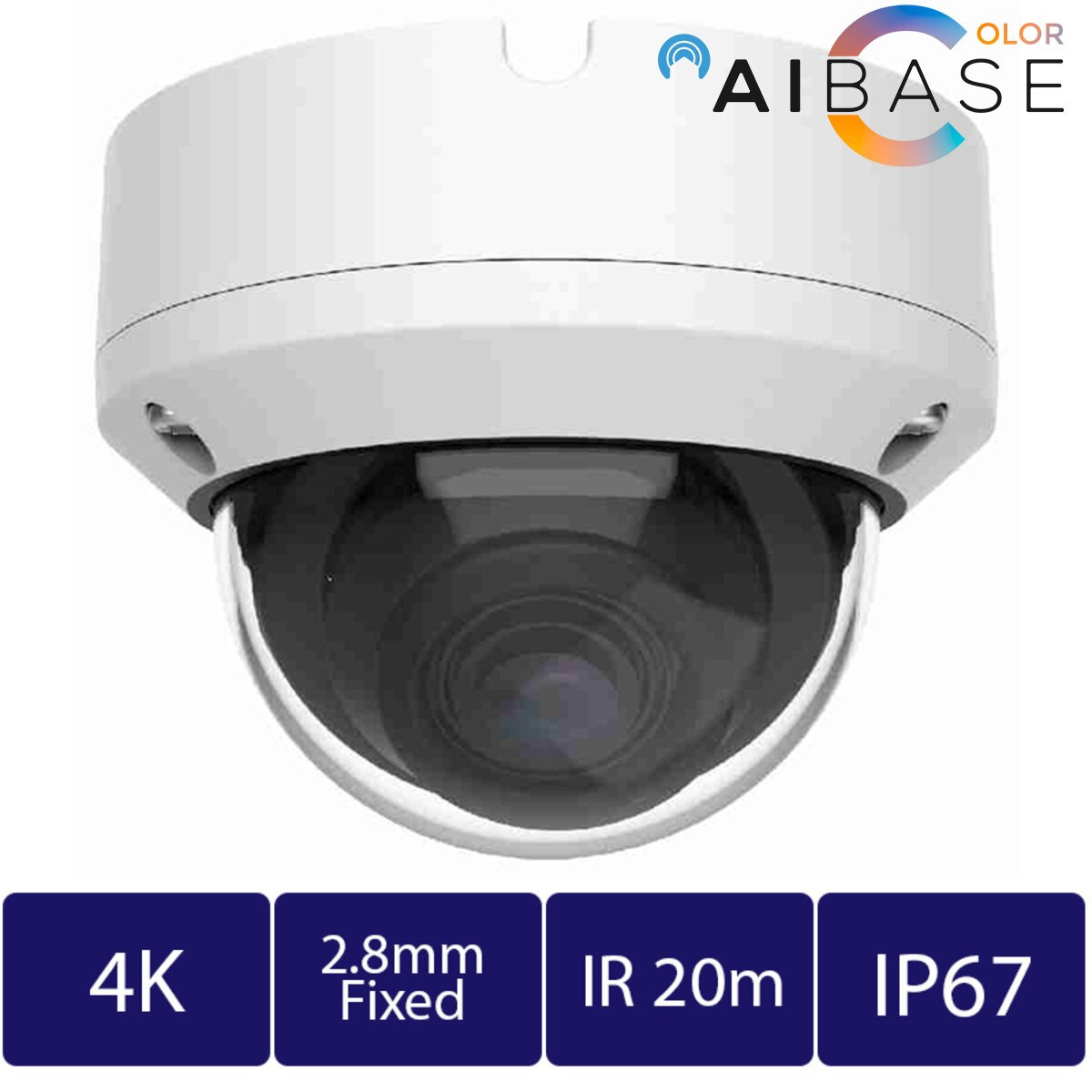 8MP AI Function Fixed Lens IP Dome Camera (CAM-IP3338W-28-AI)