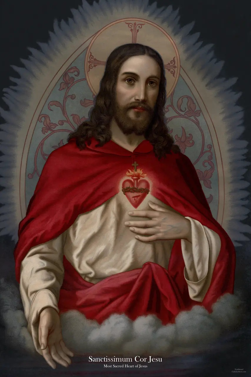 Most Sacred Heart of Jesus or Sanctissimus Cor Jesu (Latin) Sacred Print